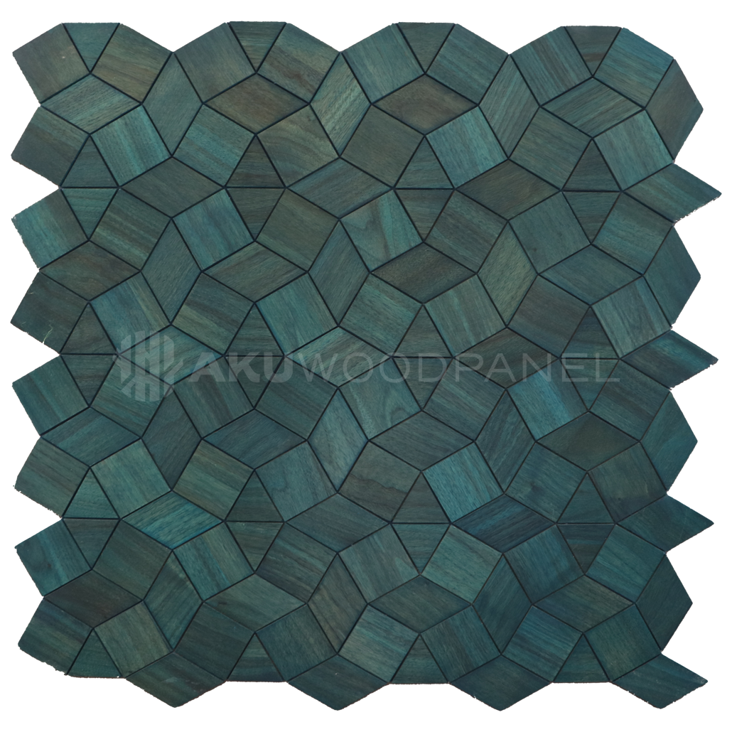 Panneau Mural Déco | Gardenia – Bleu Cadet | 60×60 cm | Noyer Américai